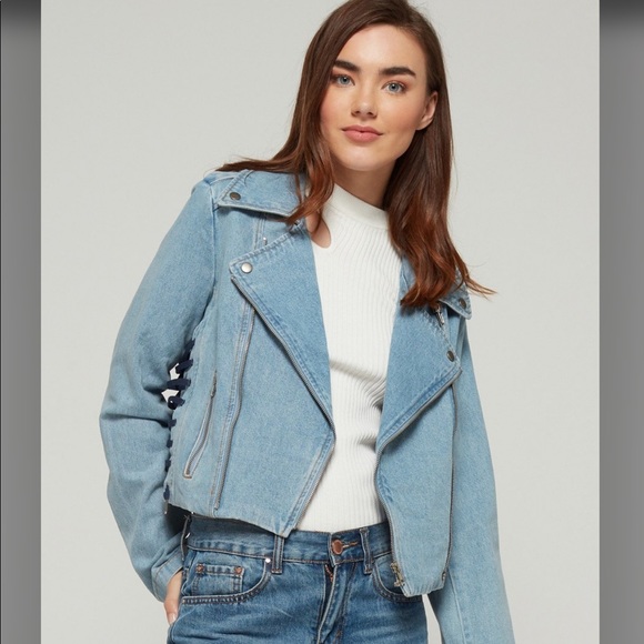 Current Air | Jackets & Coats | Nwt Current Air Lace Up Denim Jacket ...